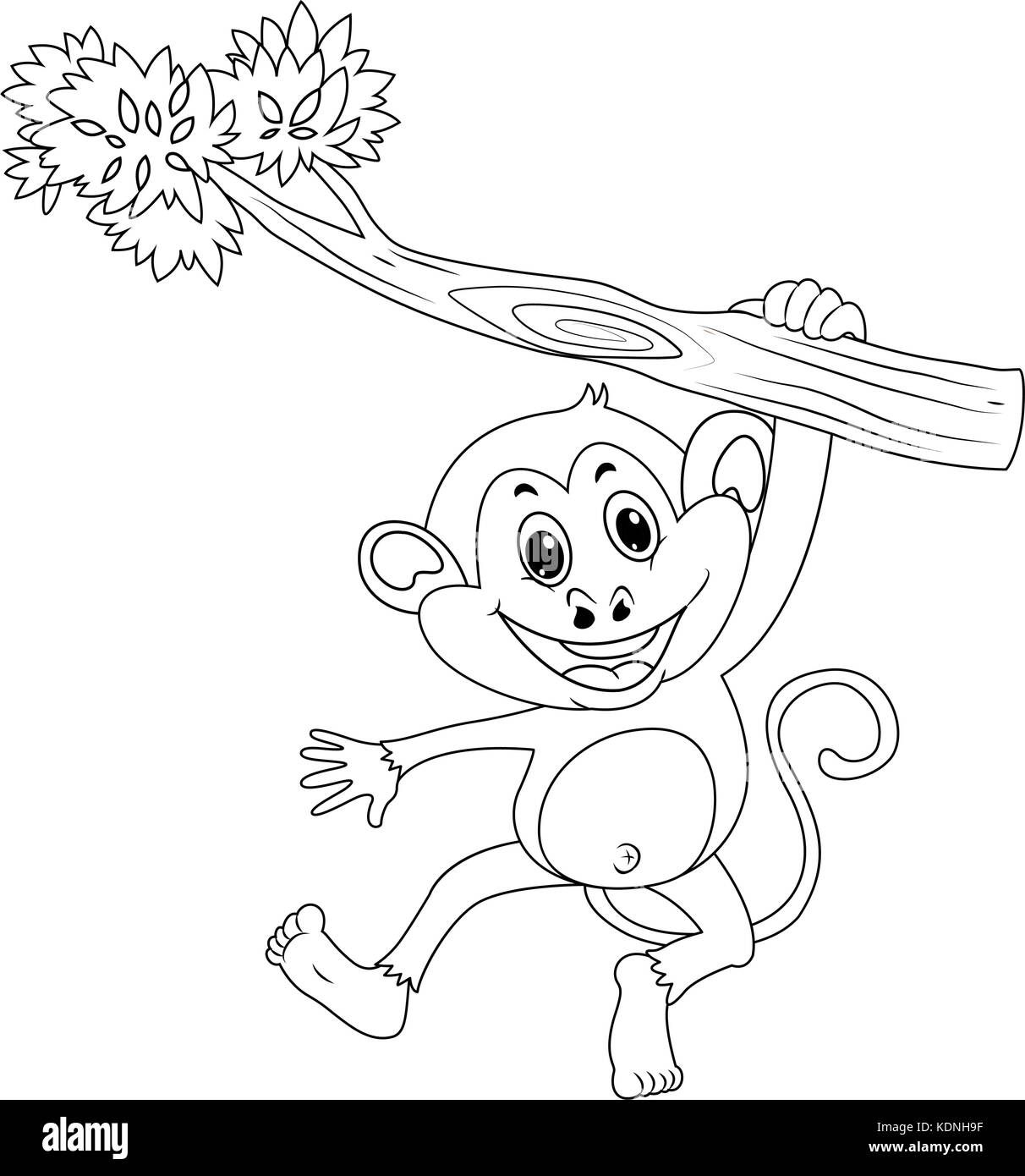 Animal outline for monkey on branch illustration Stock Vector Image ...