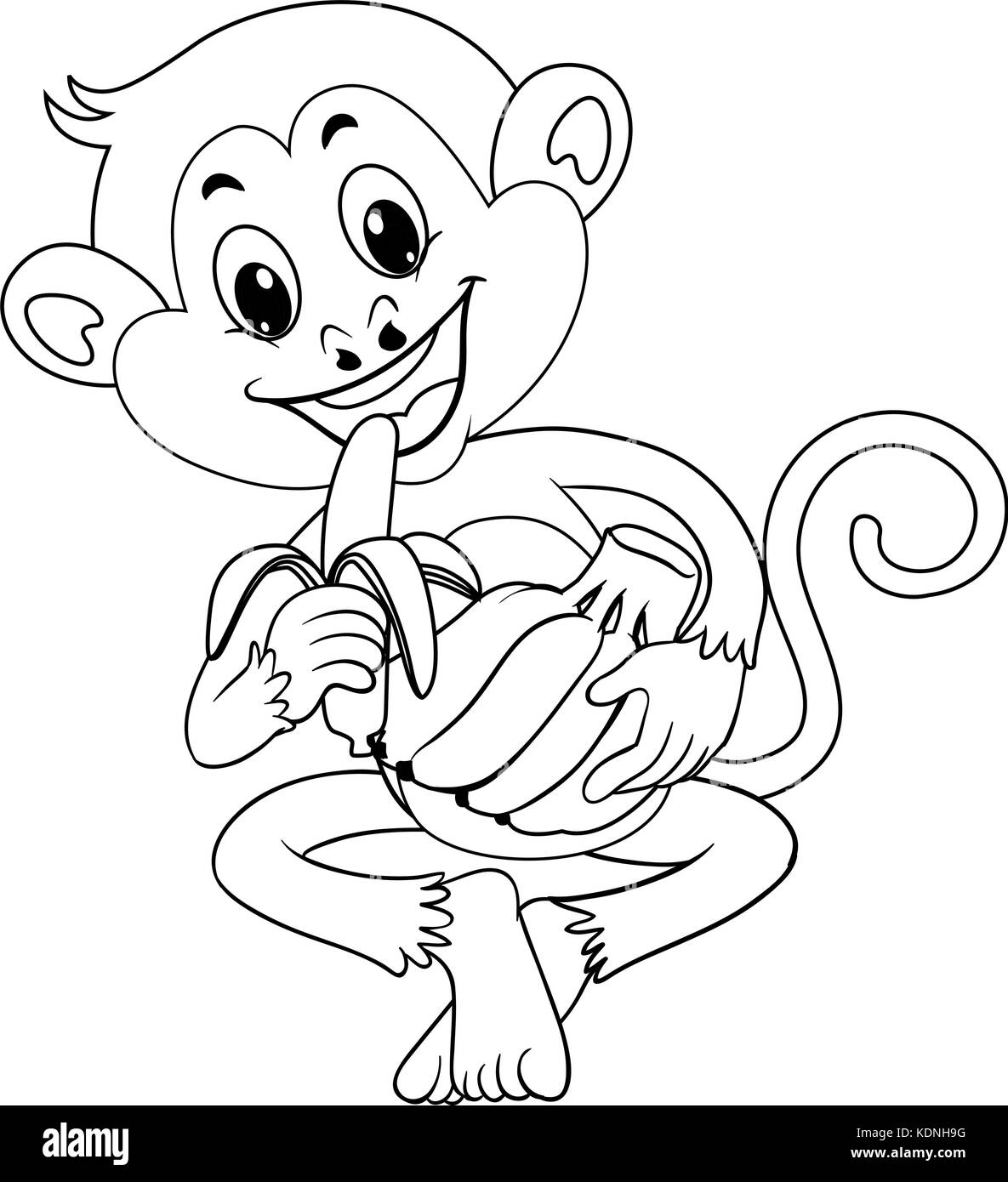 Animal outline for monkey eating banana illustration Stock Vector Image ...