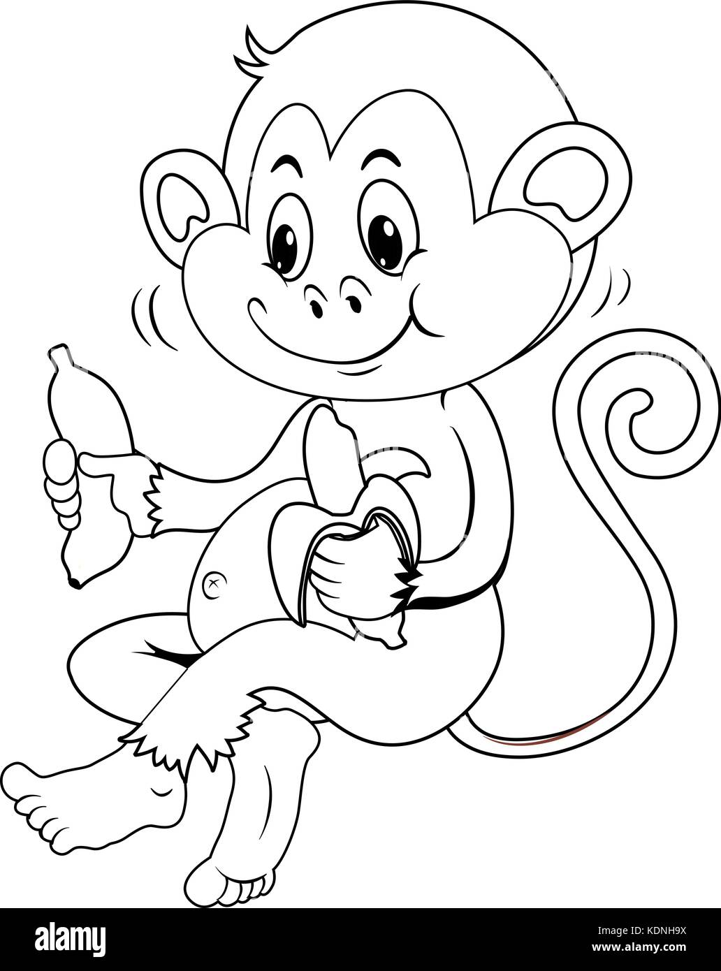 Monkey Eating Banana Drawing