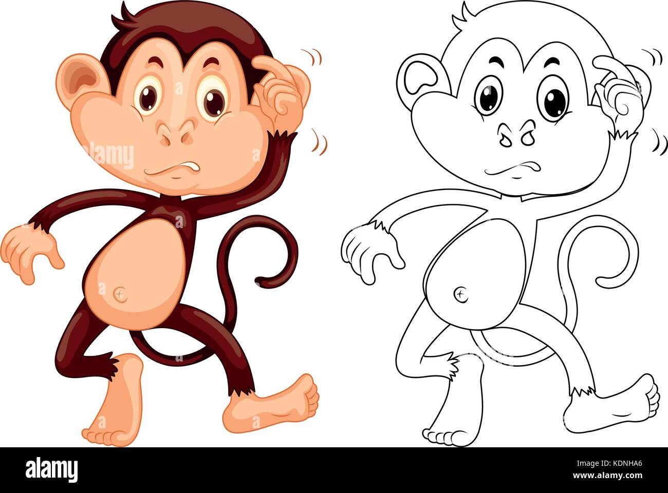 Little monkey outline hi-res stock photography and images - Alamy