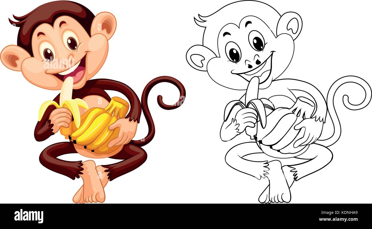 Monkey Eating Banana Clipart