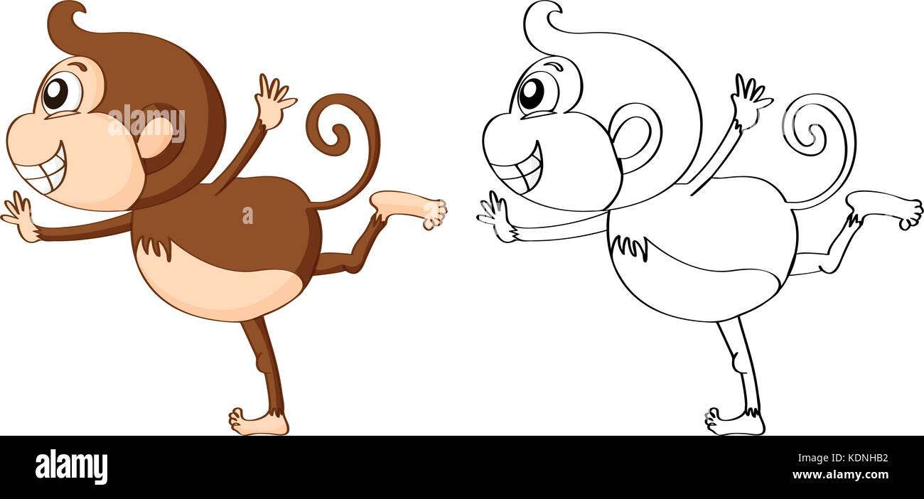 Outline animal for cute monkey illustration Stock Vector Image & Art ...