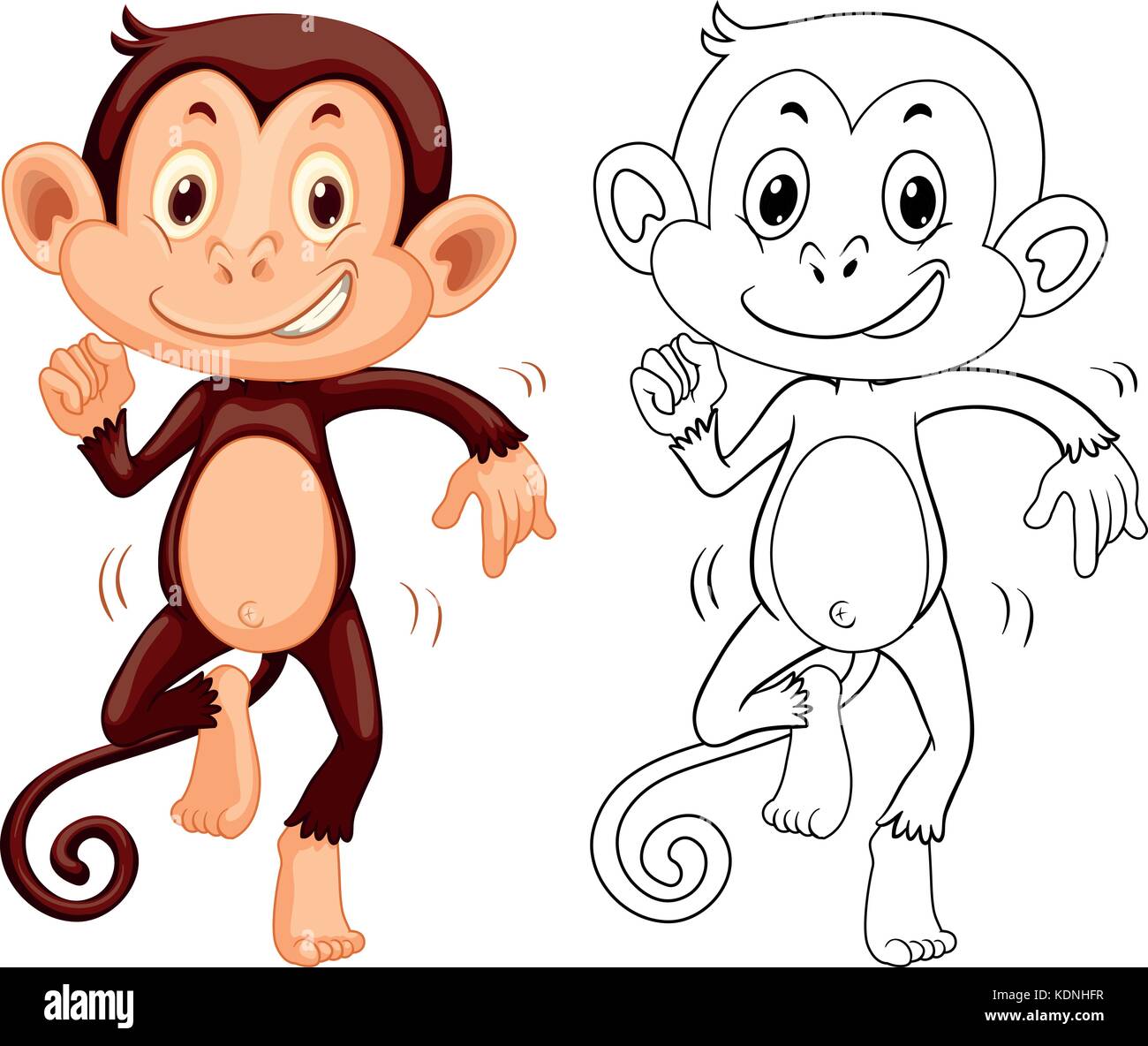Doodle animal character for monkey dancing illustration Stock Vector ...