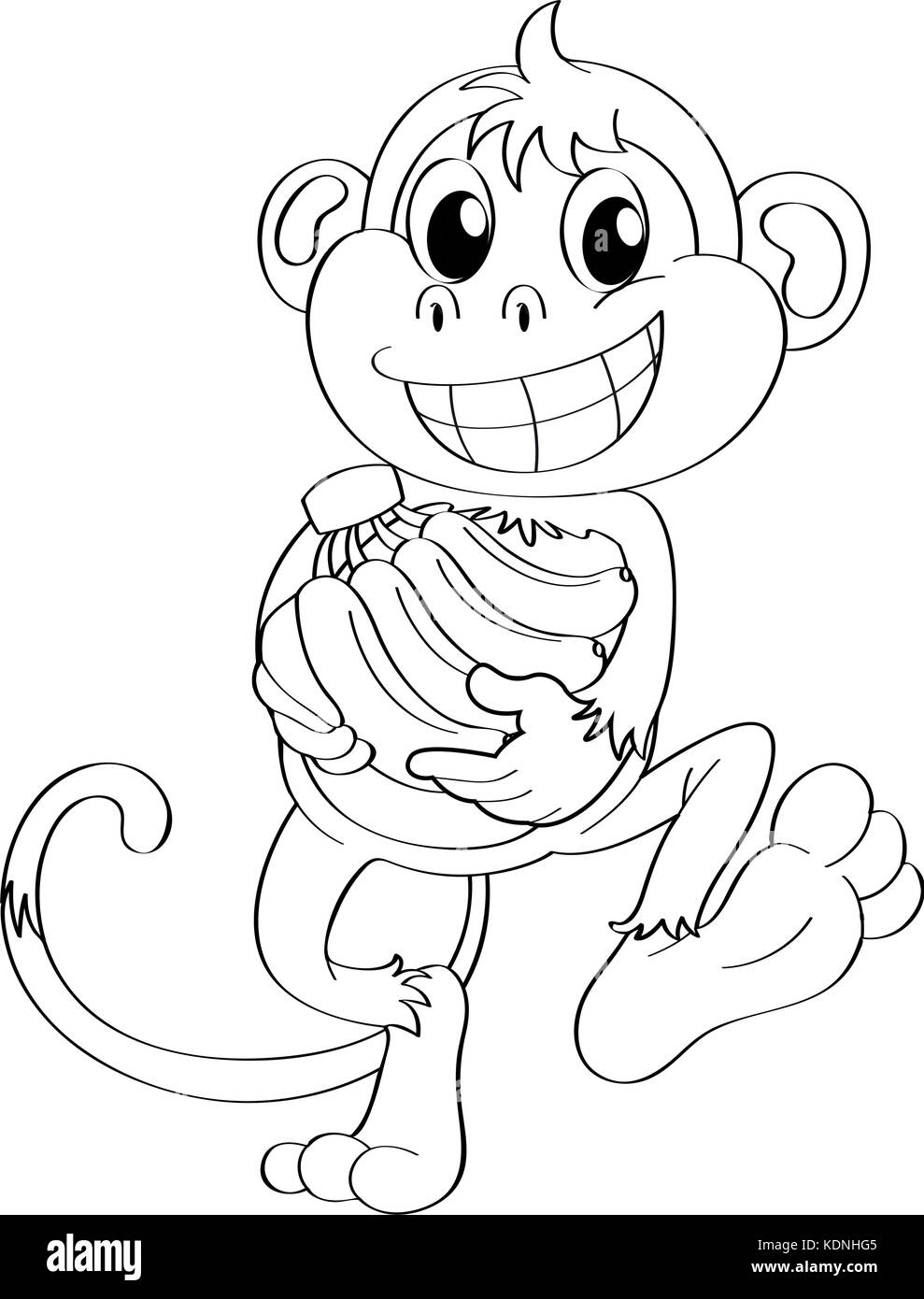 Animal outline for monkey and bananas illustration Stock Vector Image ...