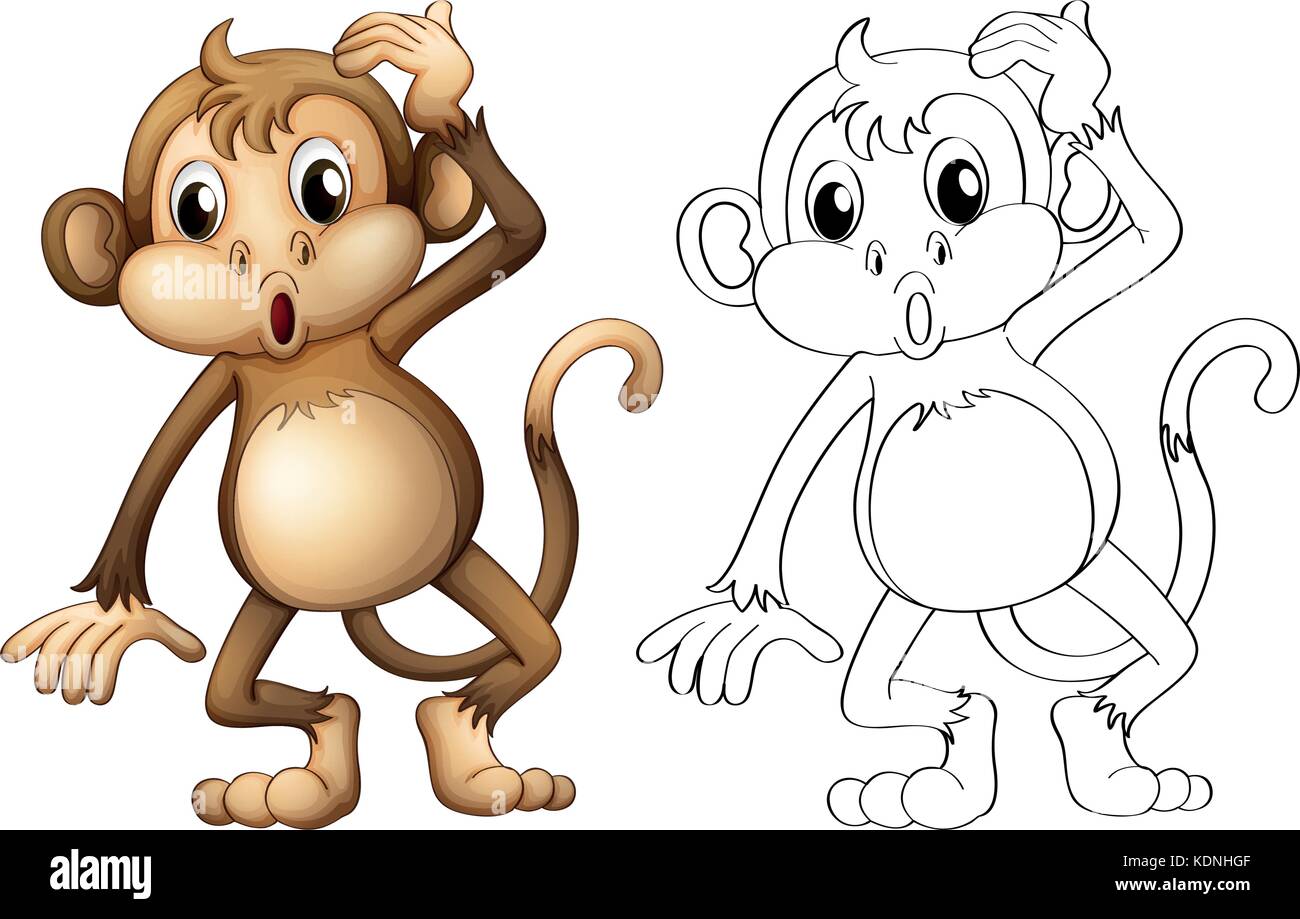 Doodles drafting animal for monkey illustration Stock Vector Image ...