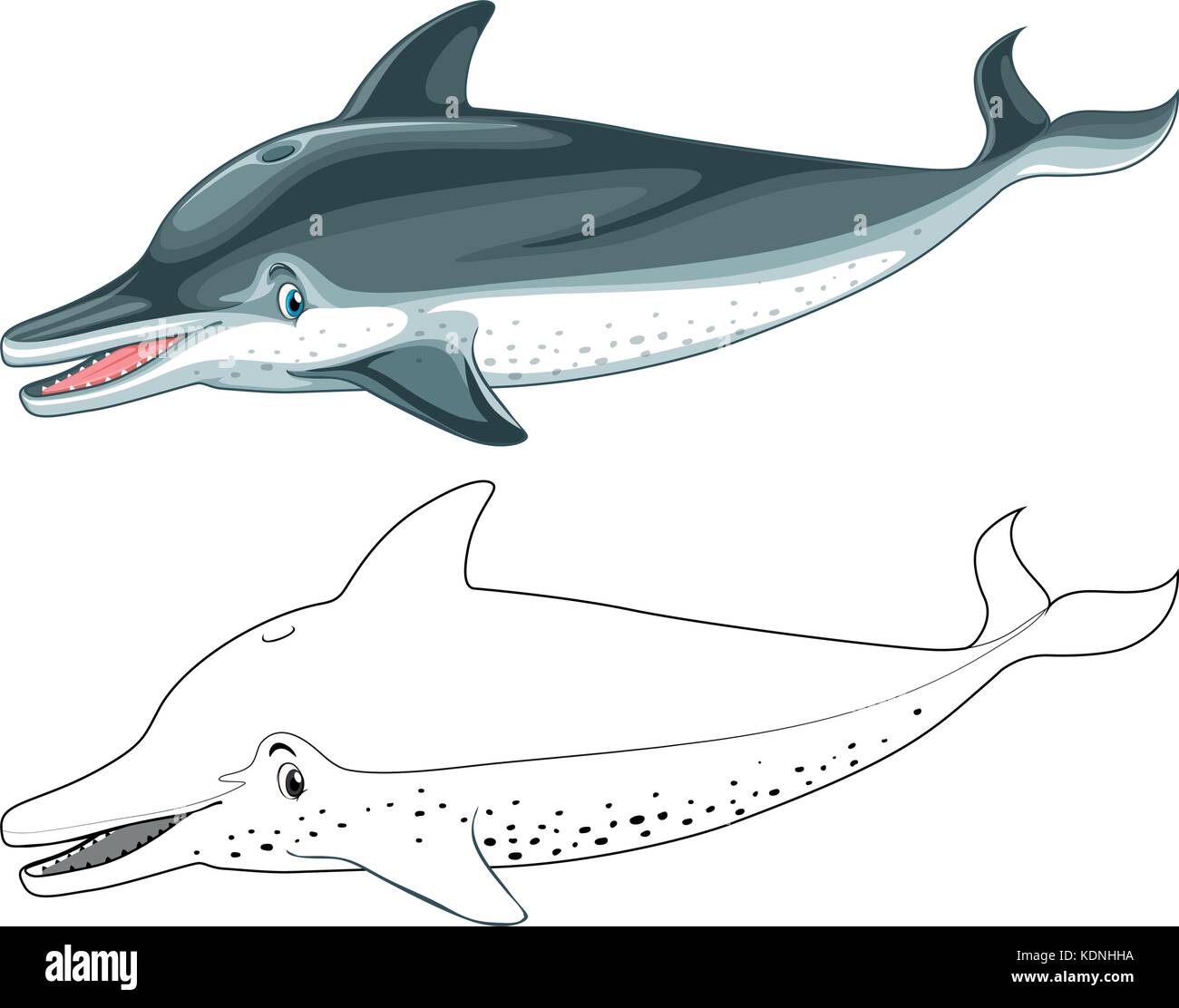 Doodle animal character for dolphin illustration Stock Vector Image ...