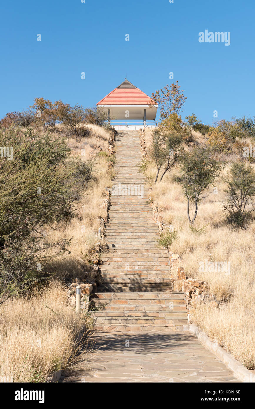 Steps leading to the viewpoint at Heroes Acre to the south of Windhoek ...
