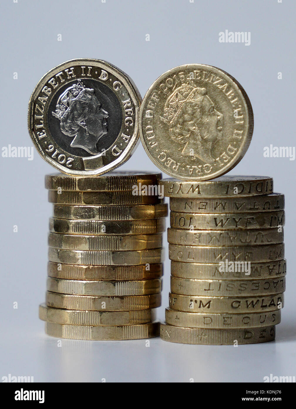 Examples of the old £1 coin (right) and the new one replacing it, as ...