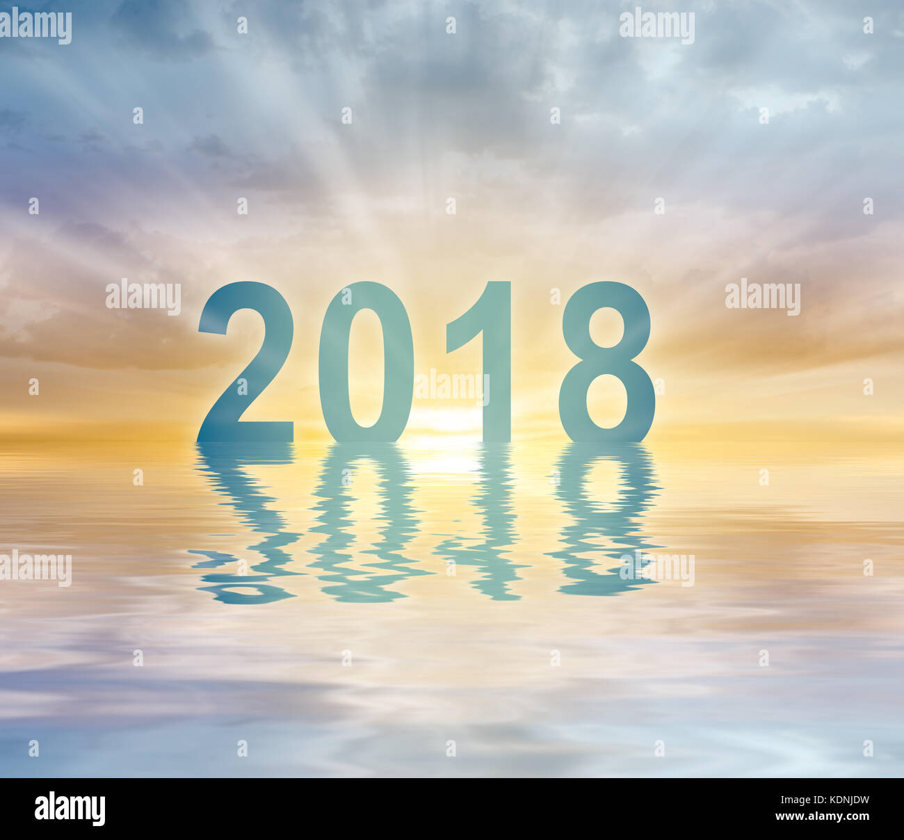 New year 2018 digits text sunset blur background Stock Photo - Alamy