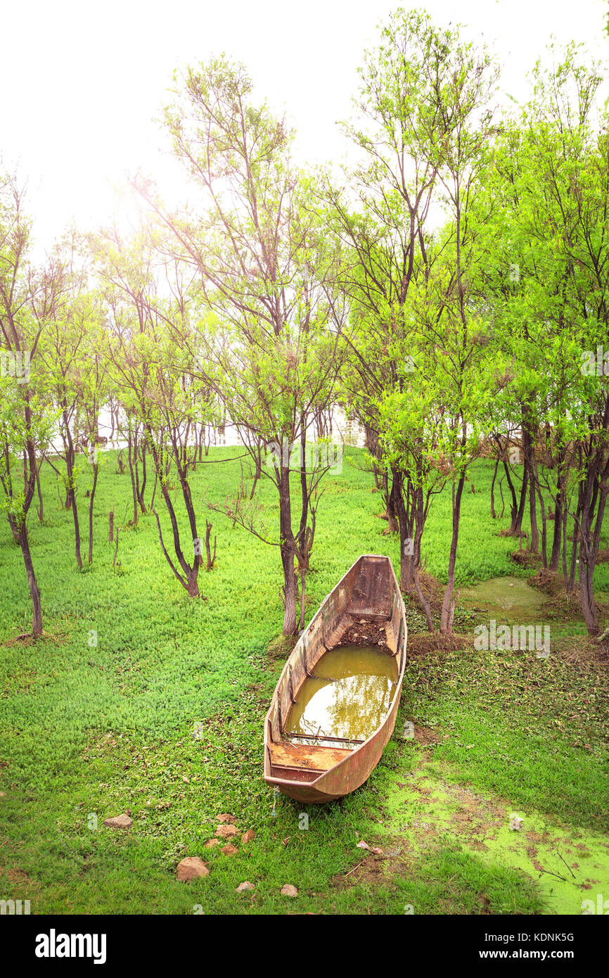Boat on the grass Stock Photo - Alamy