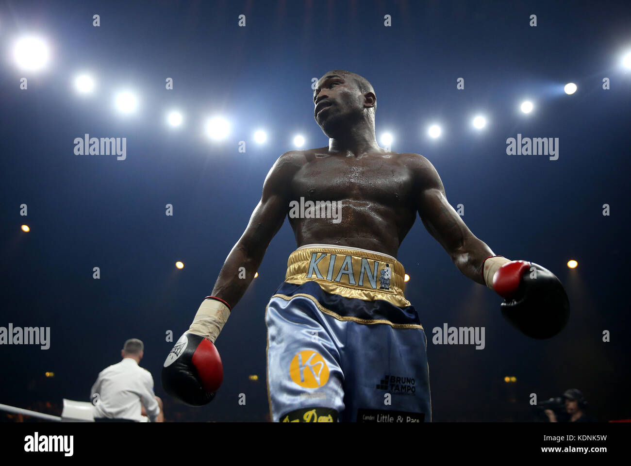 Kian Thomas during his fight against Ferenc Katona in the Welterweight ...