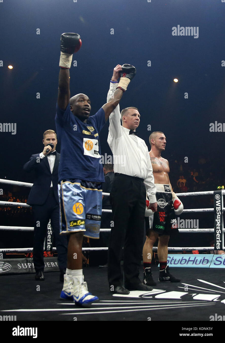 Kian thomas celebrates victory over ferenc katona hi-res stock ...