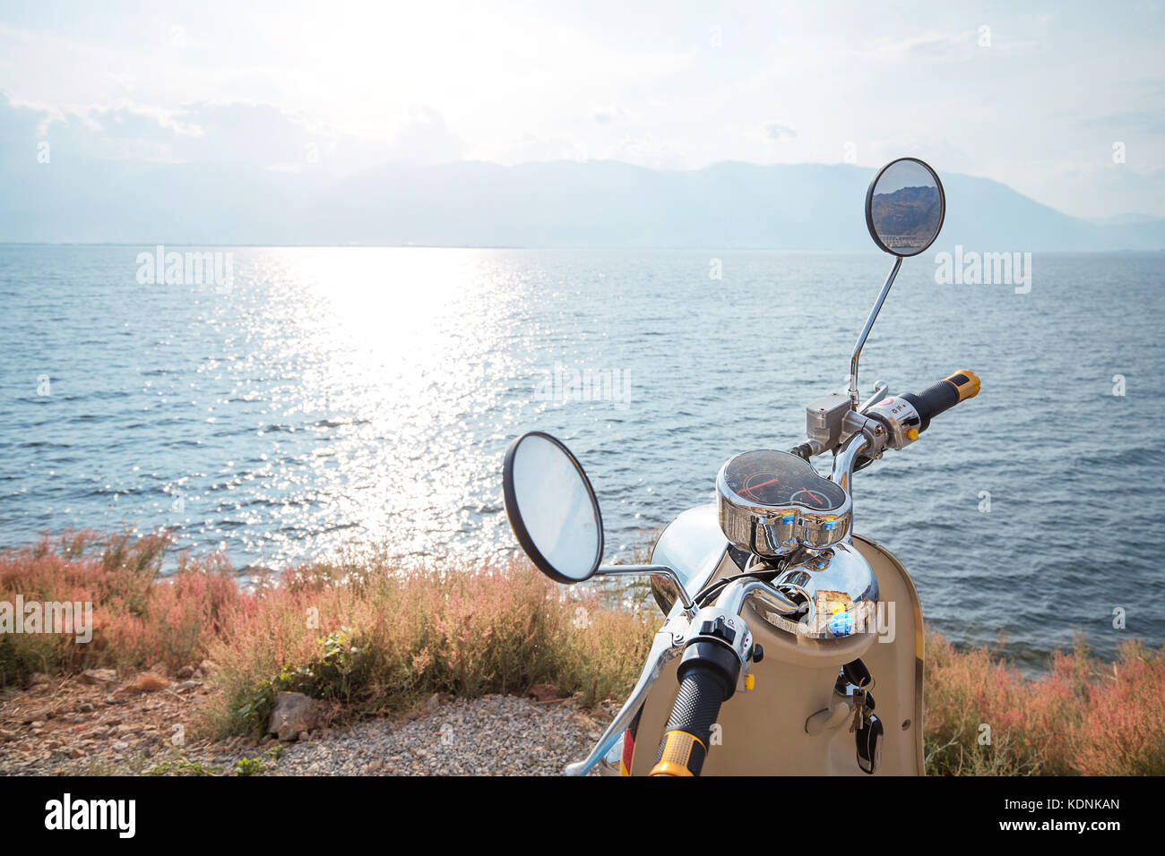 Motorcycle beside the sea Stock Photo - Alamy