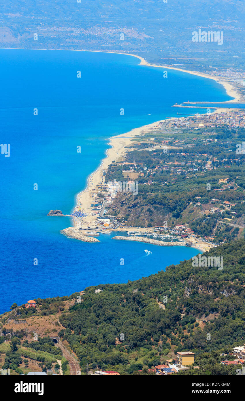 Summer picturesque Tyrrhenian sea. Calabrian coast view from Monte Sant ...