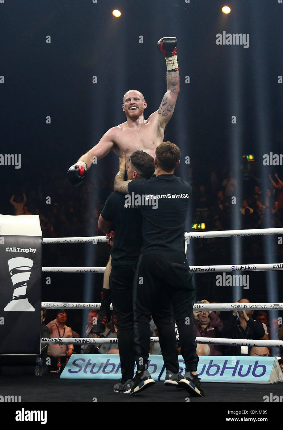 George Groves celebrates his victory over Jamie Cox in the WBSS Super ...