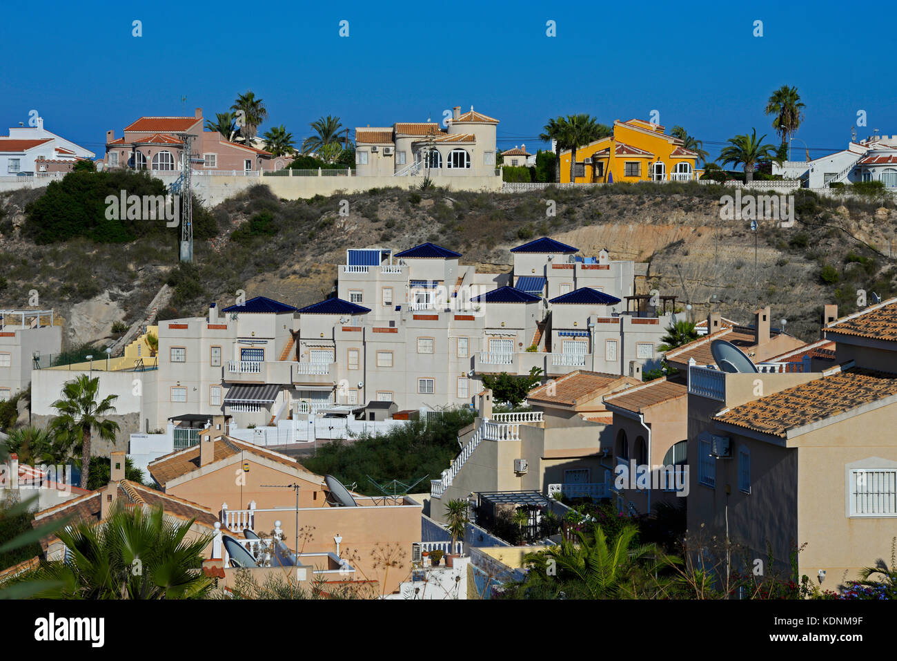 Spanish properties in Ciudad Quesada, Spain on the hillside. Community ...