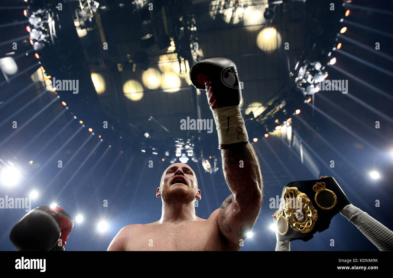 George Groves celebrates his victory over Jamie Cox in the WBSS Super ...