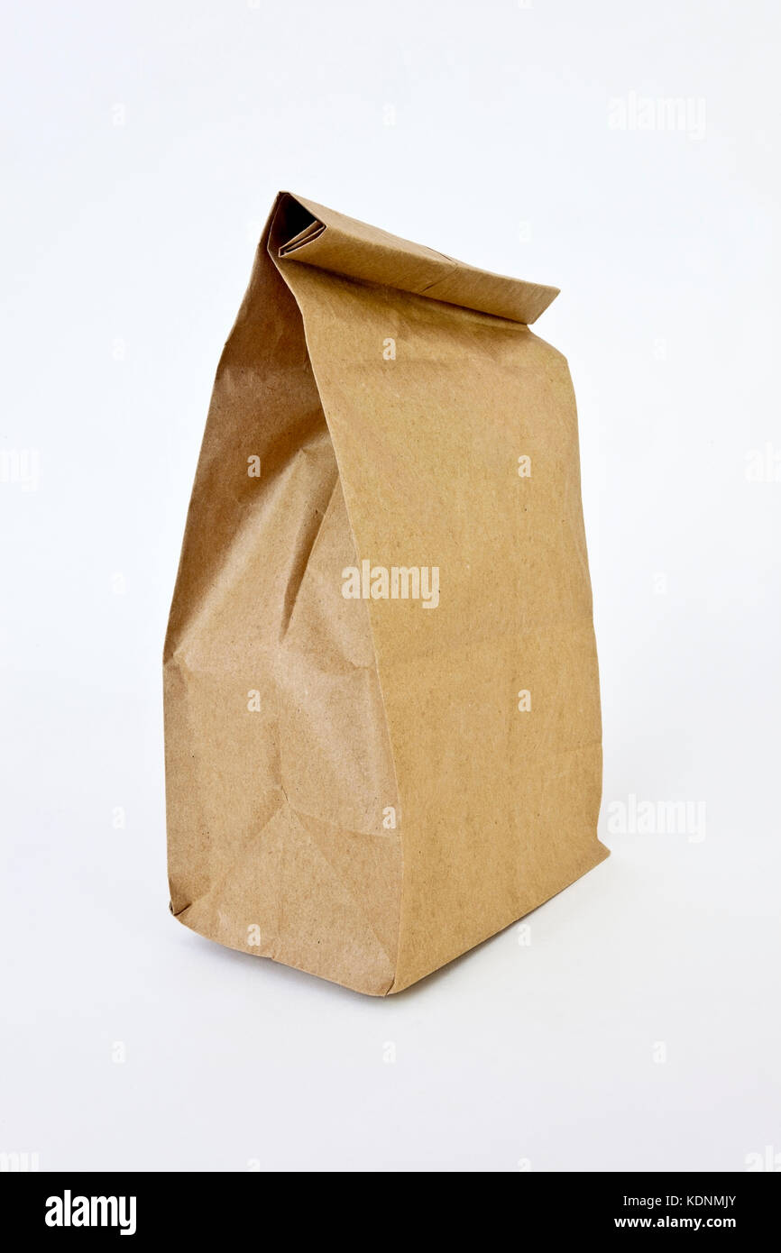 Front and side view of sack lunch. Isolated. Vertical Stock Photo - Alamy