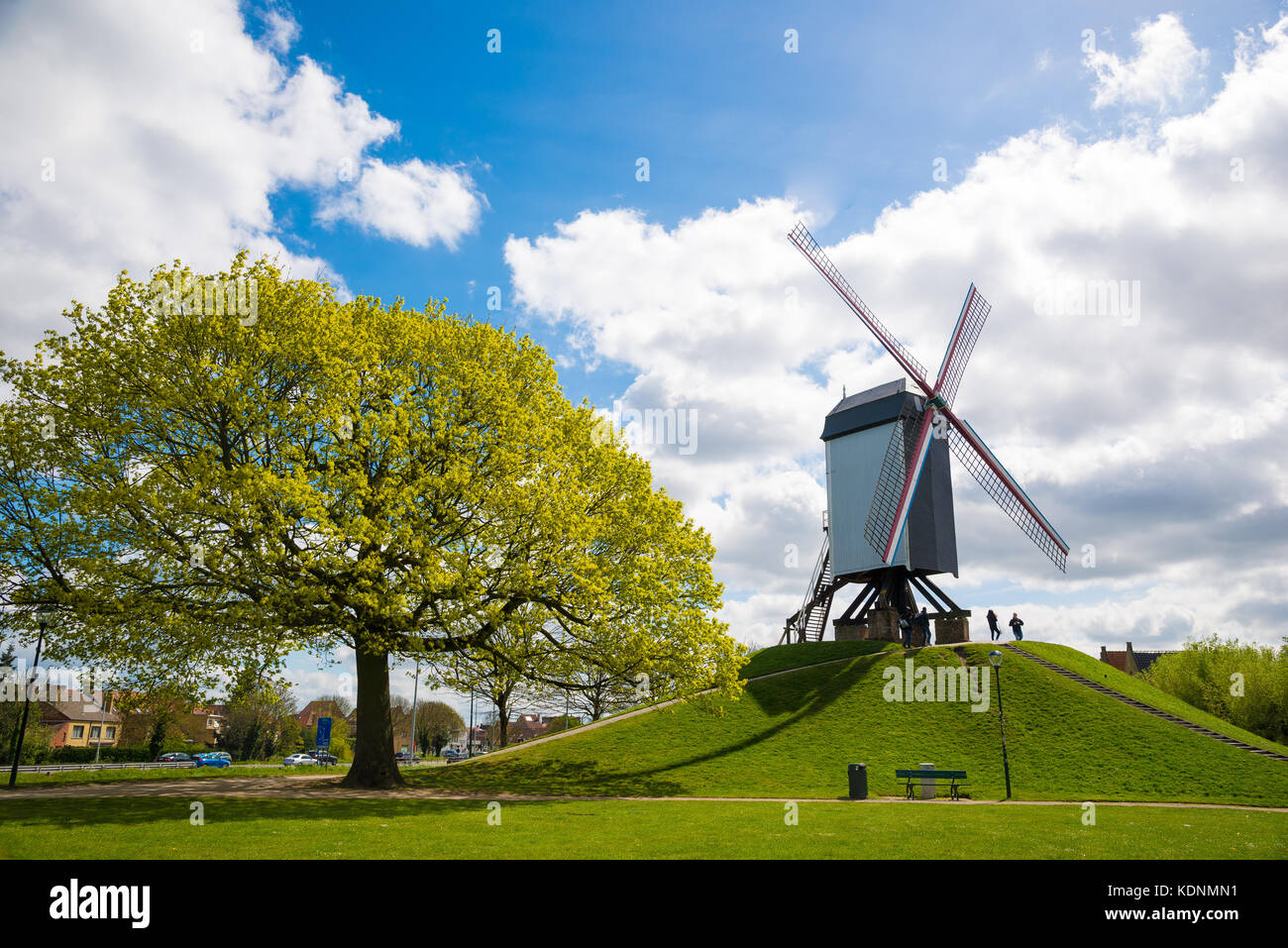 Traditional wooden old windmill in Bruges, Belgium Stock Photo - Alamy