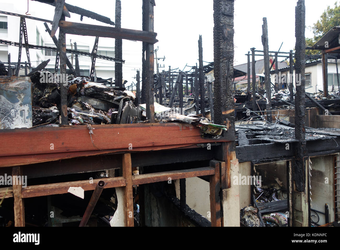 Deserted run down building after a fire Stock Photo - Alamy