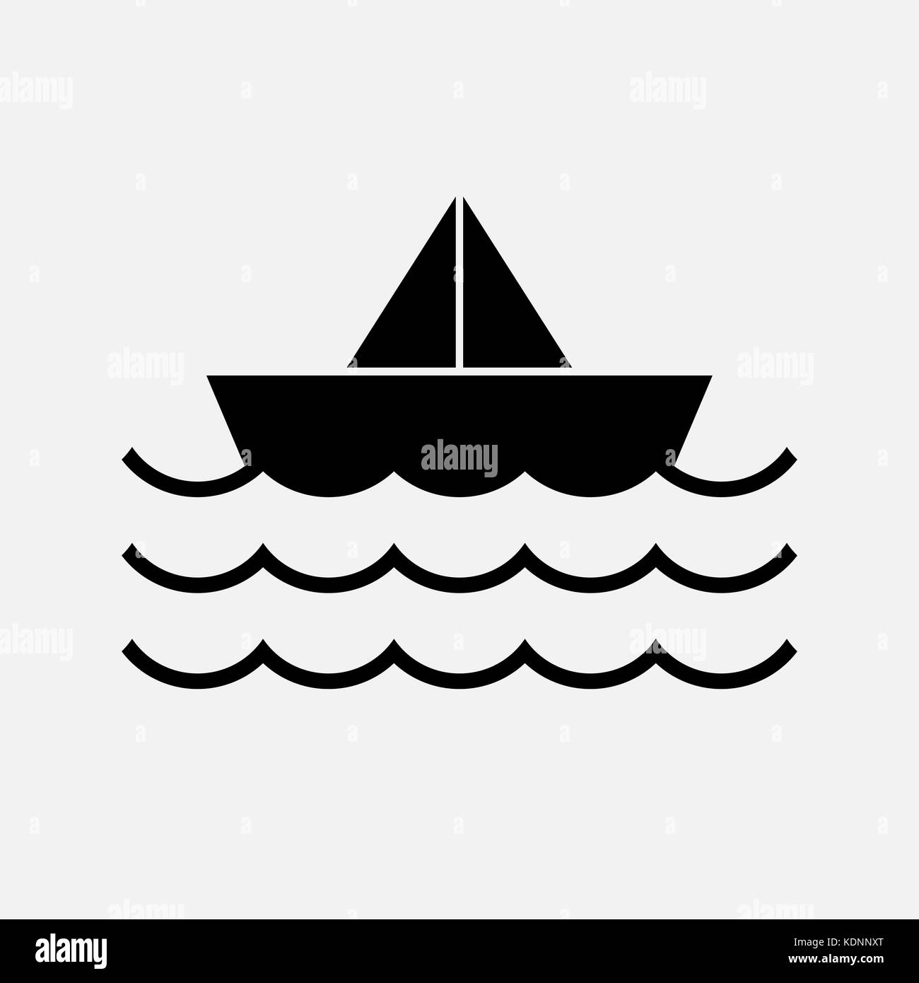 water wave with boat symbol vector , icon Stock Photo - Alamy