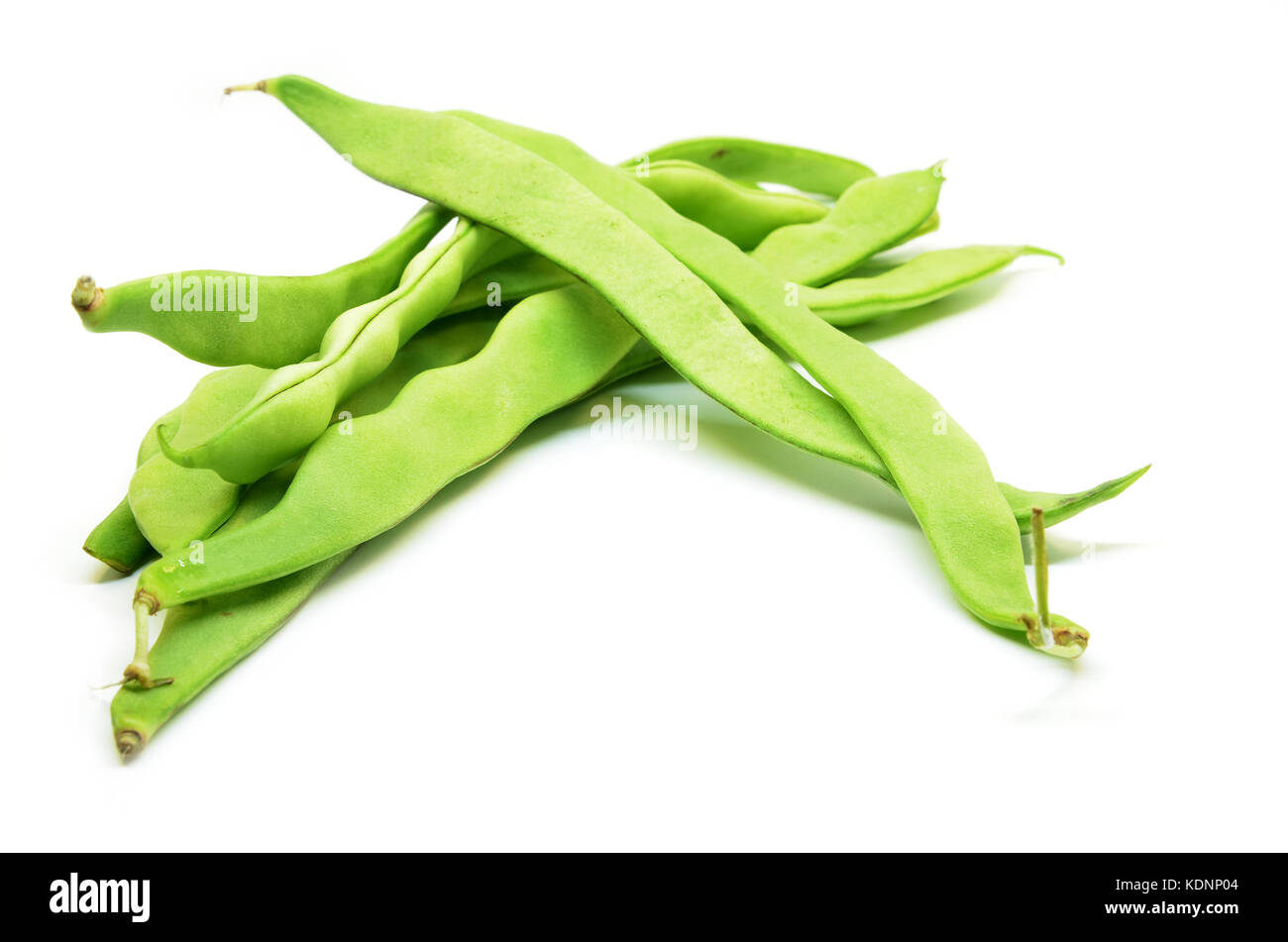 Fresh green hyacinth beans isolated on a white background Stock Photo ...