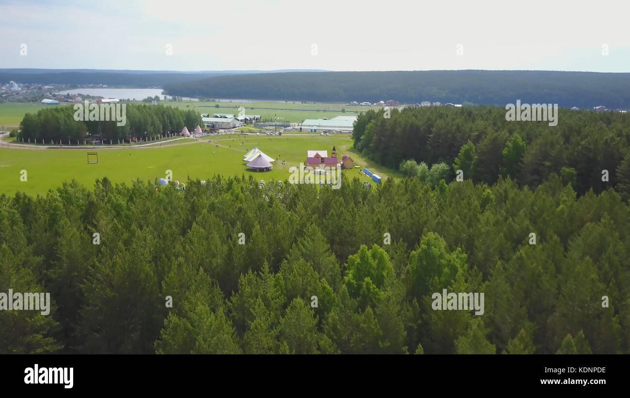 Lithuanian landscape from above at spring. Aerial view of boundless ...