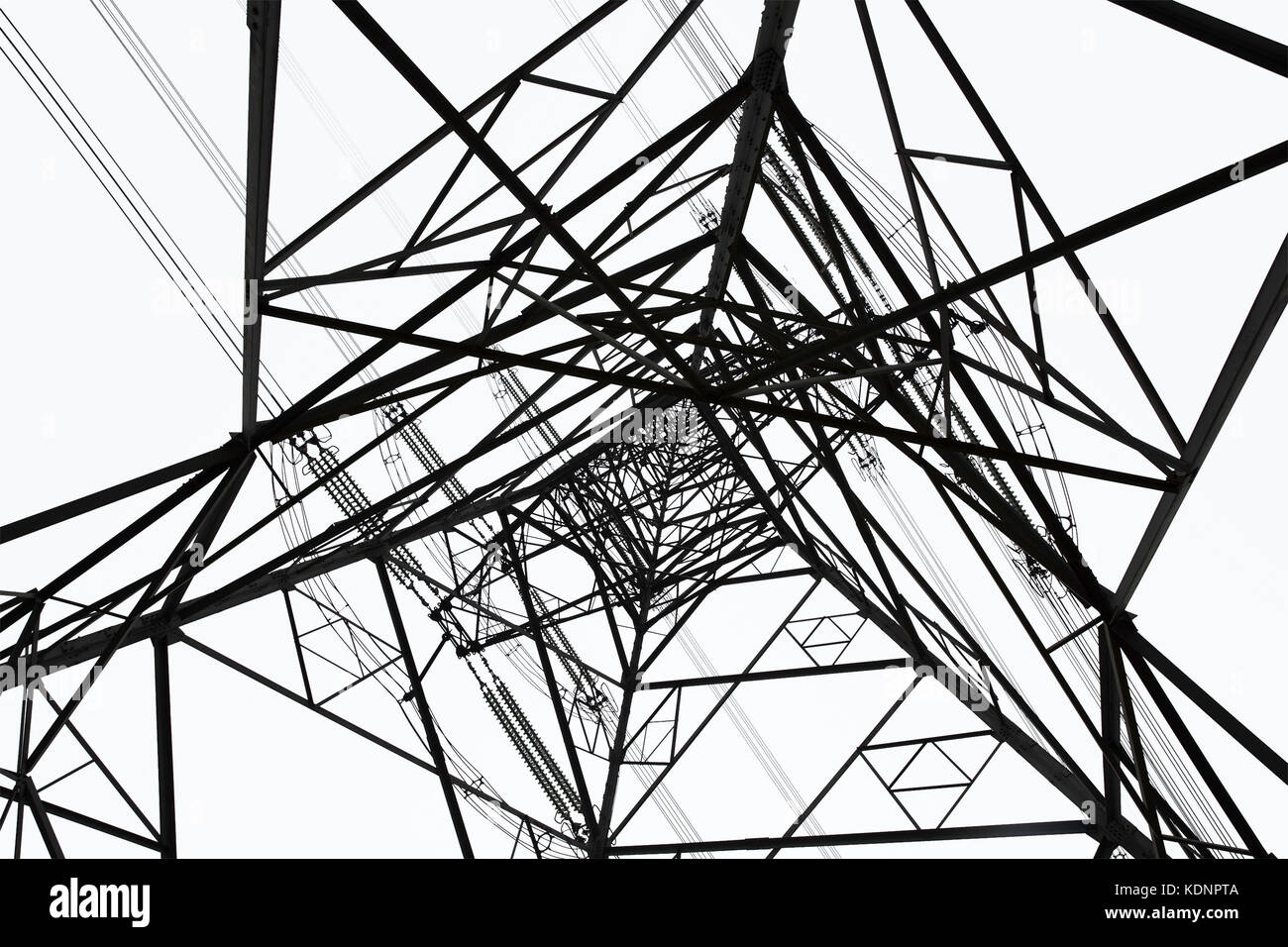 High-tension power line on white isolated background Stock Photo - Alamy