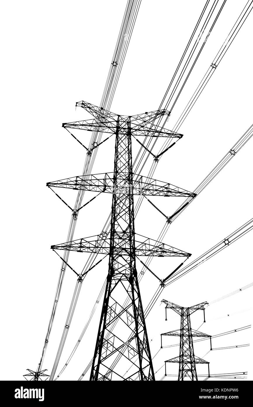 Electrical pylons Black and White Stock Photos & Images - Alamy