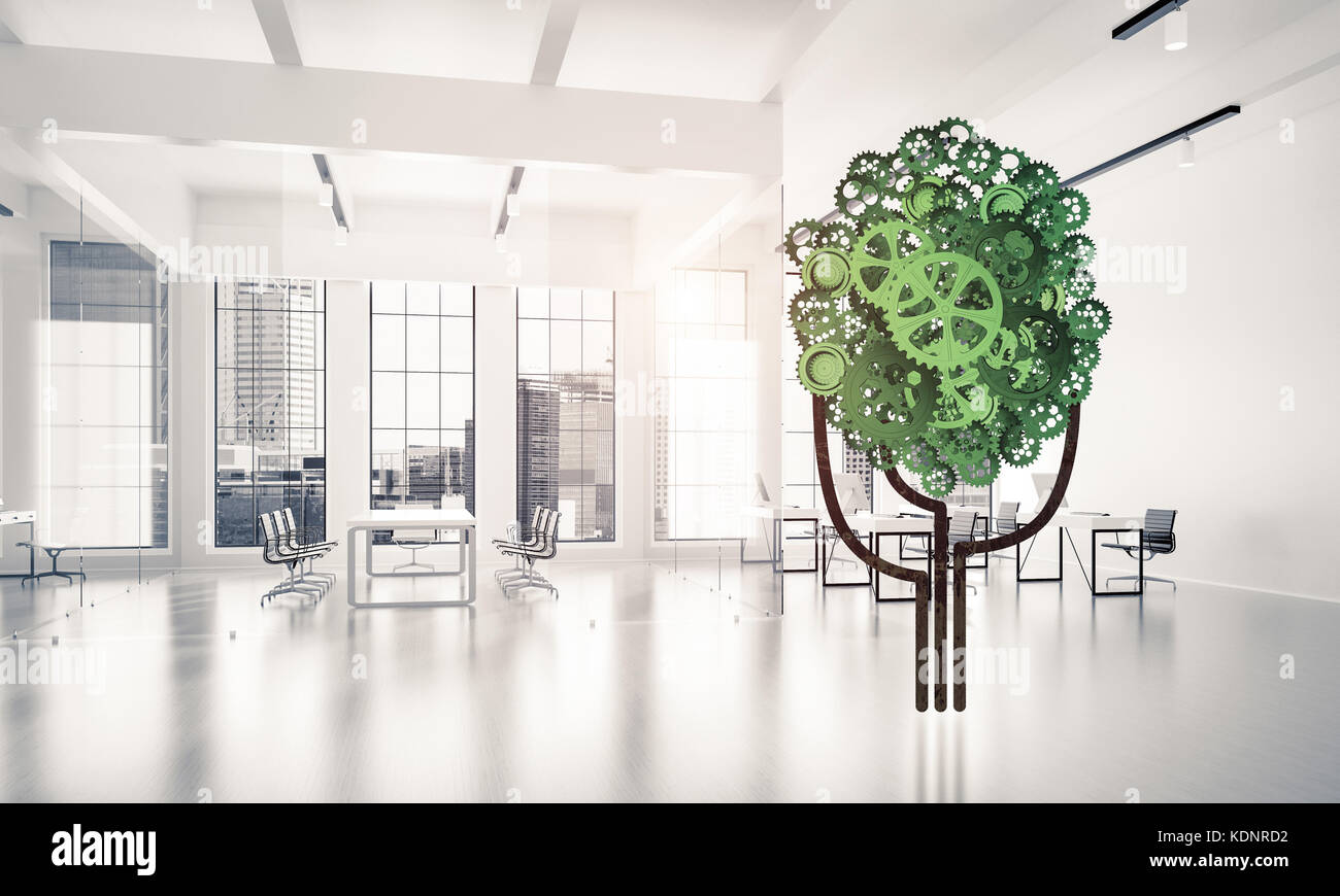 Eco green environment concept presented by tree as working mecha Stock ...