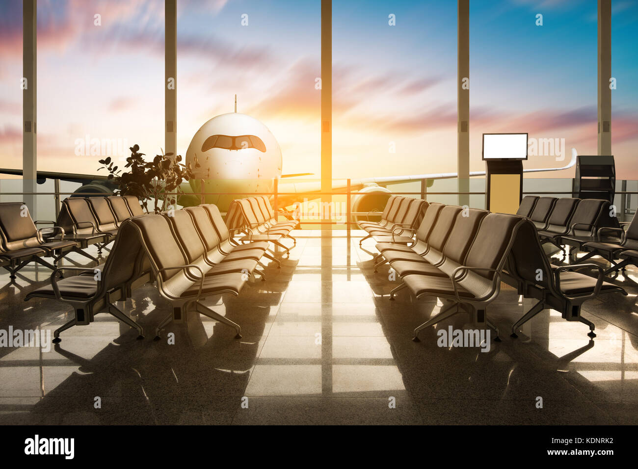 Airplane, view from airport terminal Stock Photo - Alamy