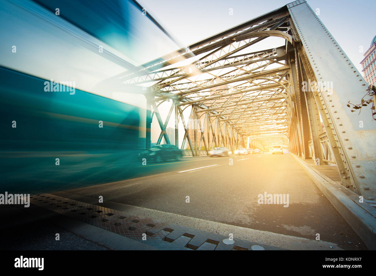 Bridges and high-speed driving truck Stock Photo - Alamy