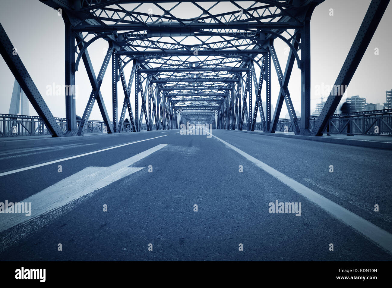 traffic through bridge with blur trail Stock Photo - Alamy