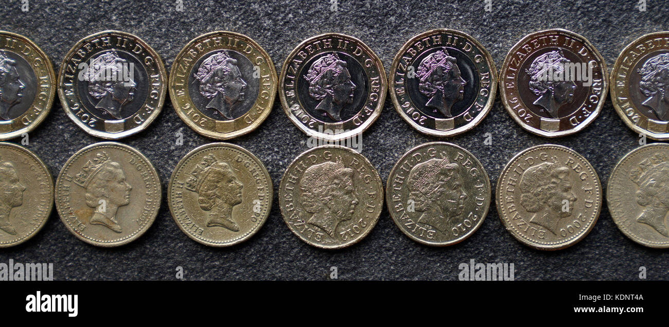Examples of the old 1 pound coins (bottom) and the new ones replacing ...