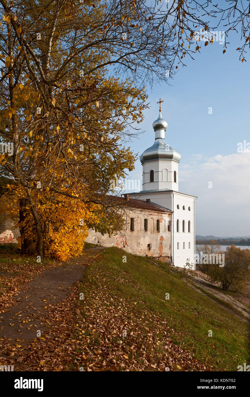 Mikhailovskaya tower of the Holy St. George (Yuriev) monastery (temple ...