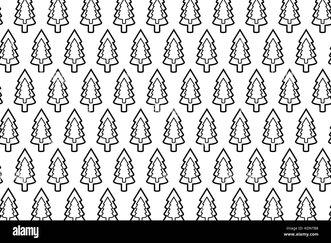 Coniferous tree - vector pattern, Black tree on a white background ...