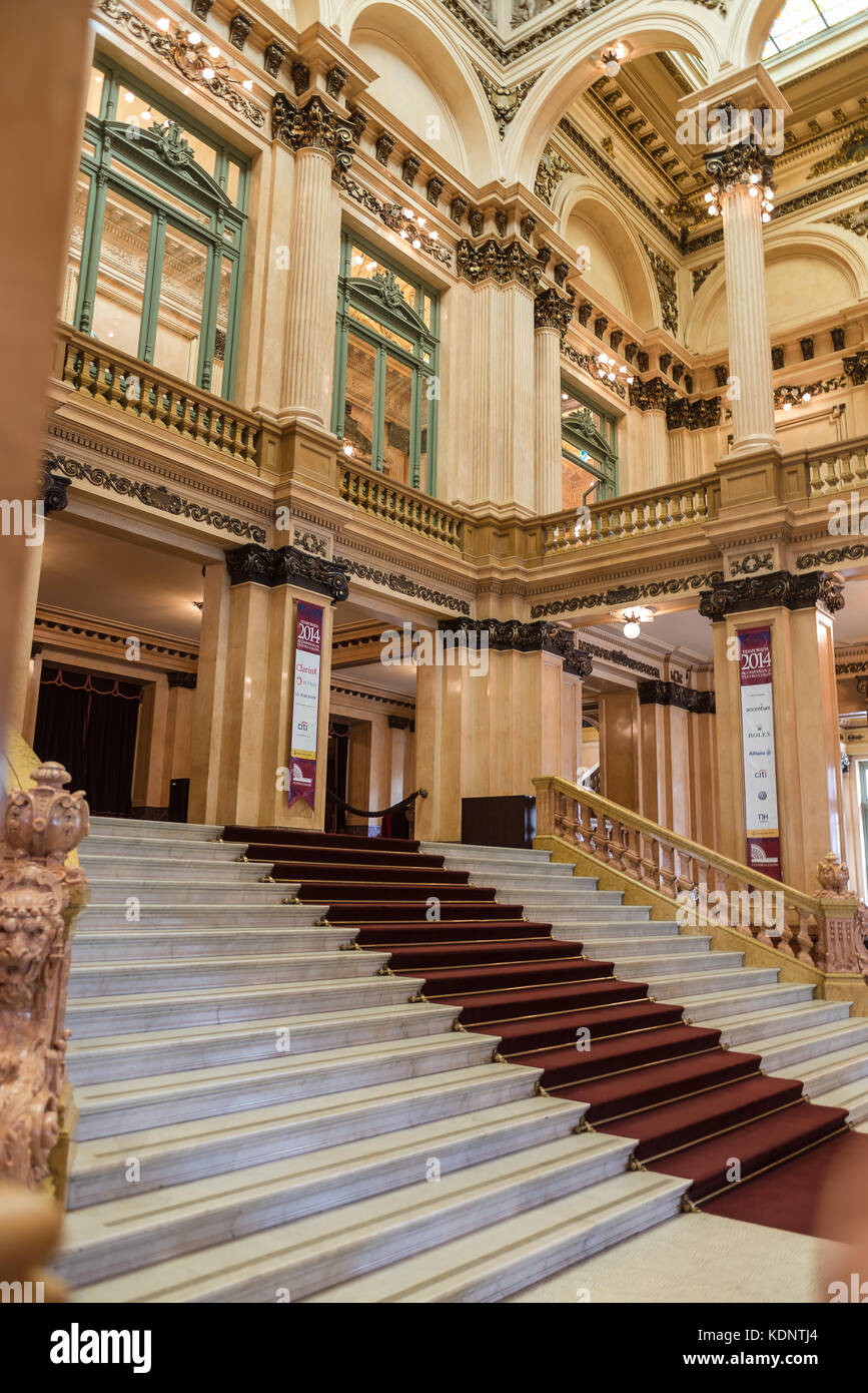 Buenos Aires, Argentina Jan 18 2015 Beautiful foyer of Teatro Colon, or ...