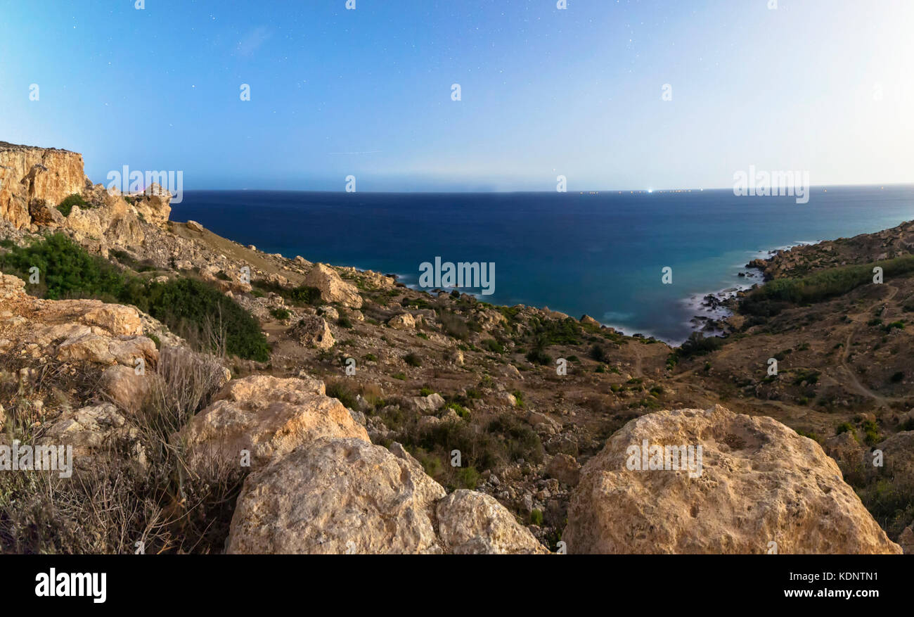 Selmun Bay in Malta at night Stock Photo - Alamy