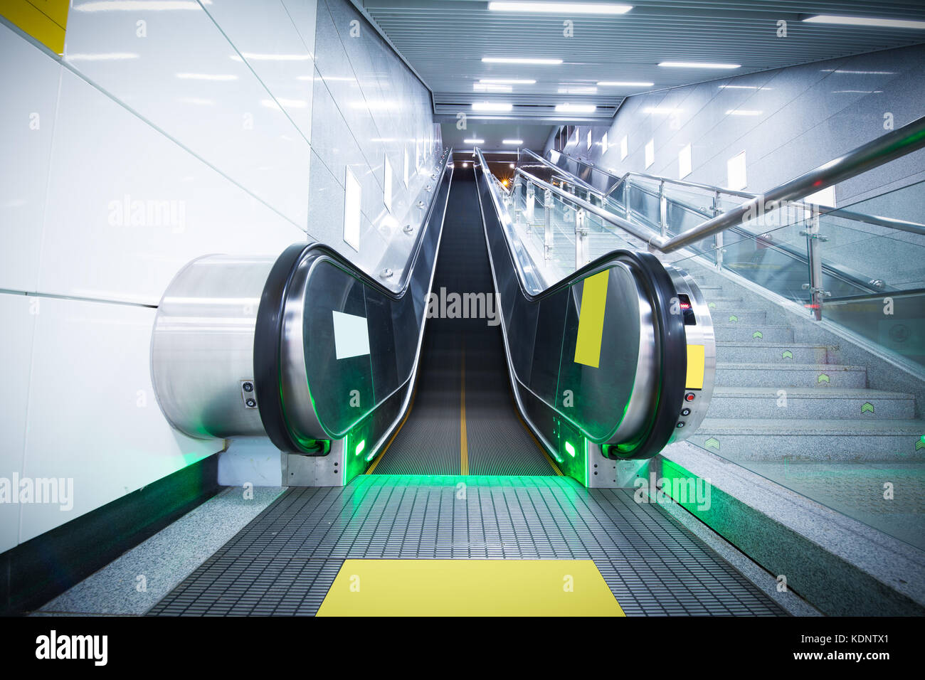 A panoramic angle of escalator / Escalator Stock Photo - Alamy