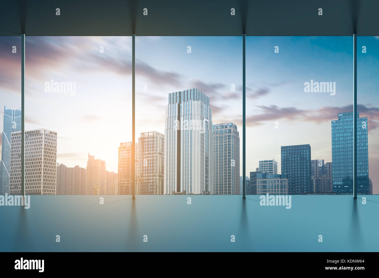 large clean designer office window to skyline illustration Stock Photo ...