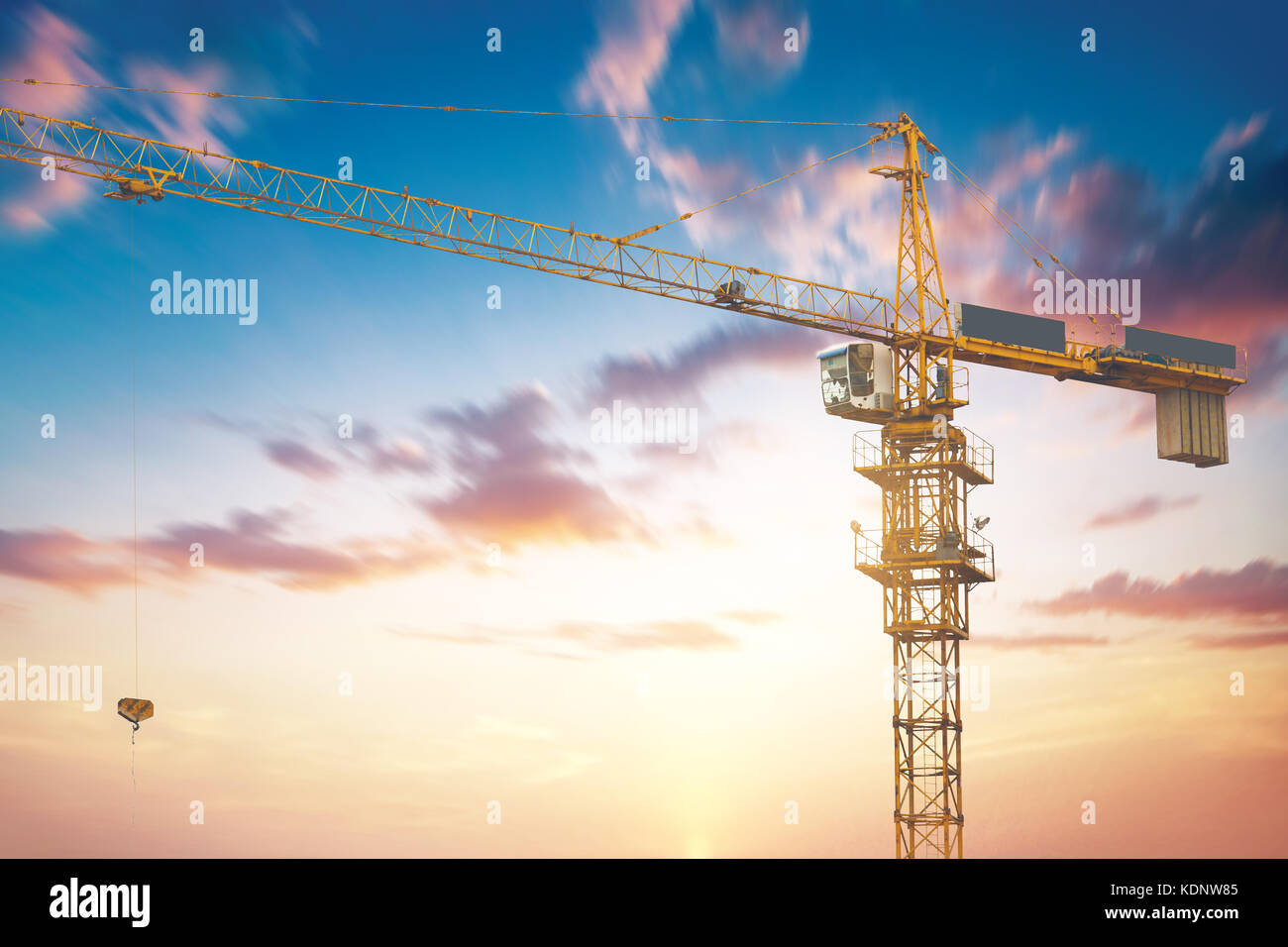 Abstract Industrial background with construction cranes silhouettes ...