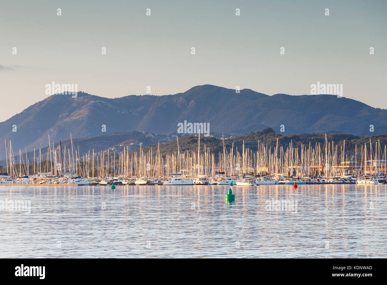 Sail boats in the harbour of Lefkada town, Greece Stock Photo - Alamy