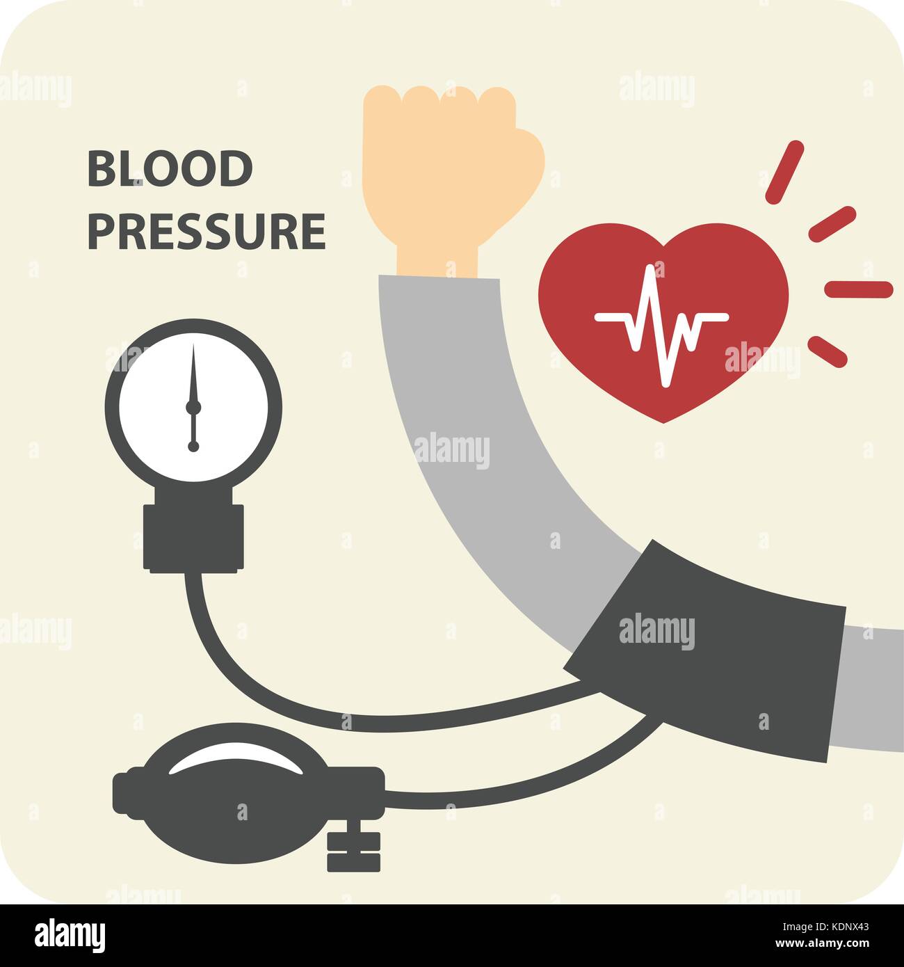 Blood pressure measurement poster - hand and sphygmomanometer Stock ...