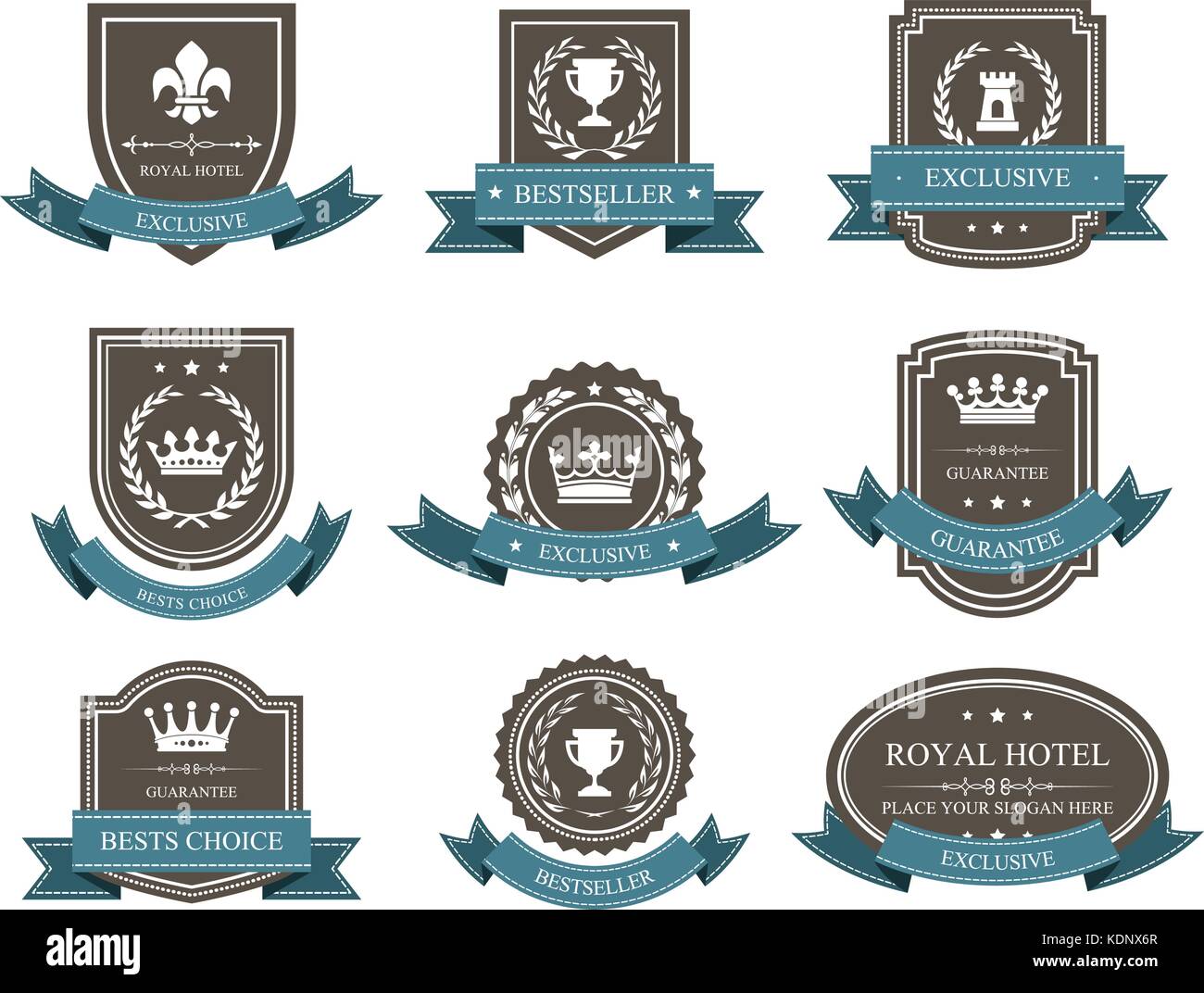 Emblems and badges with crowns and ribbons - award Stock Vector Image ...
