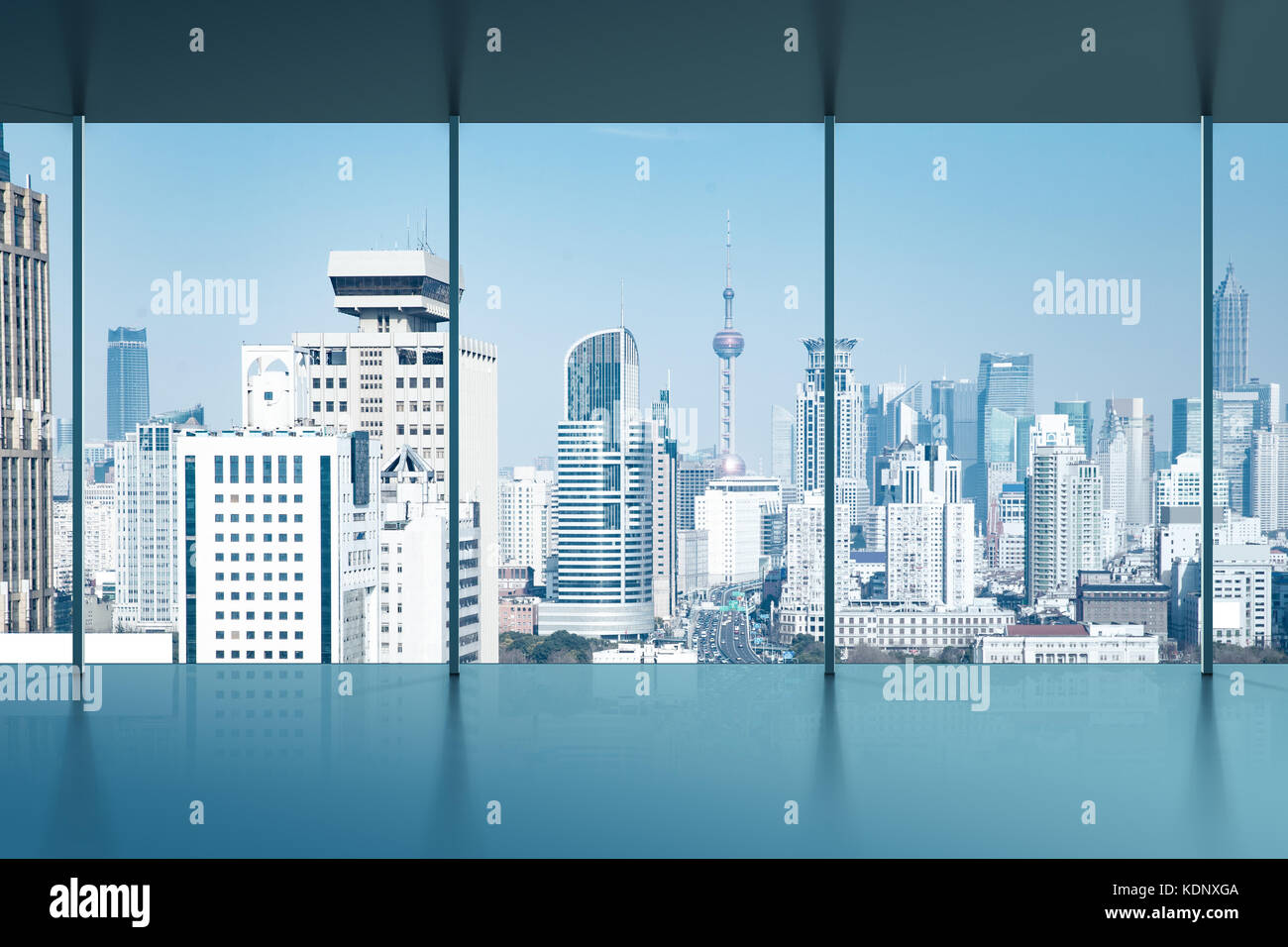 A bird's eye view of the city night view outside the window Stock Photo ...