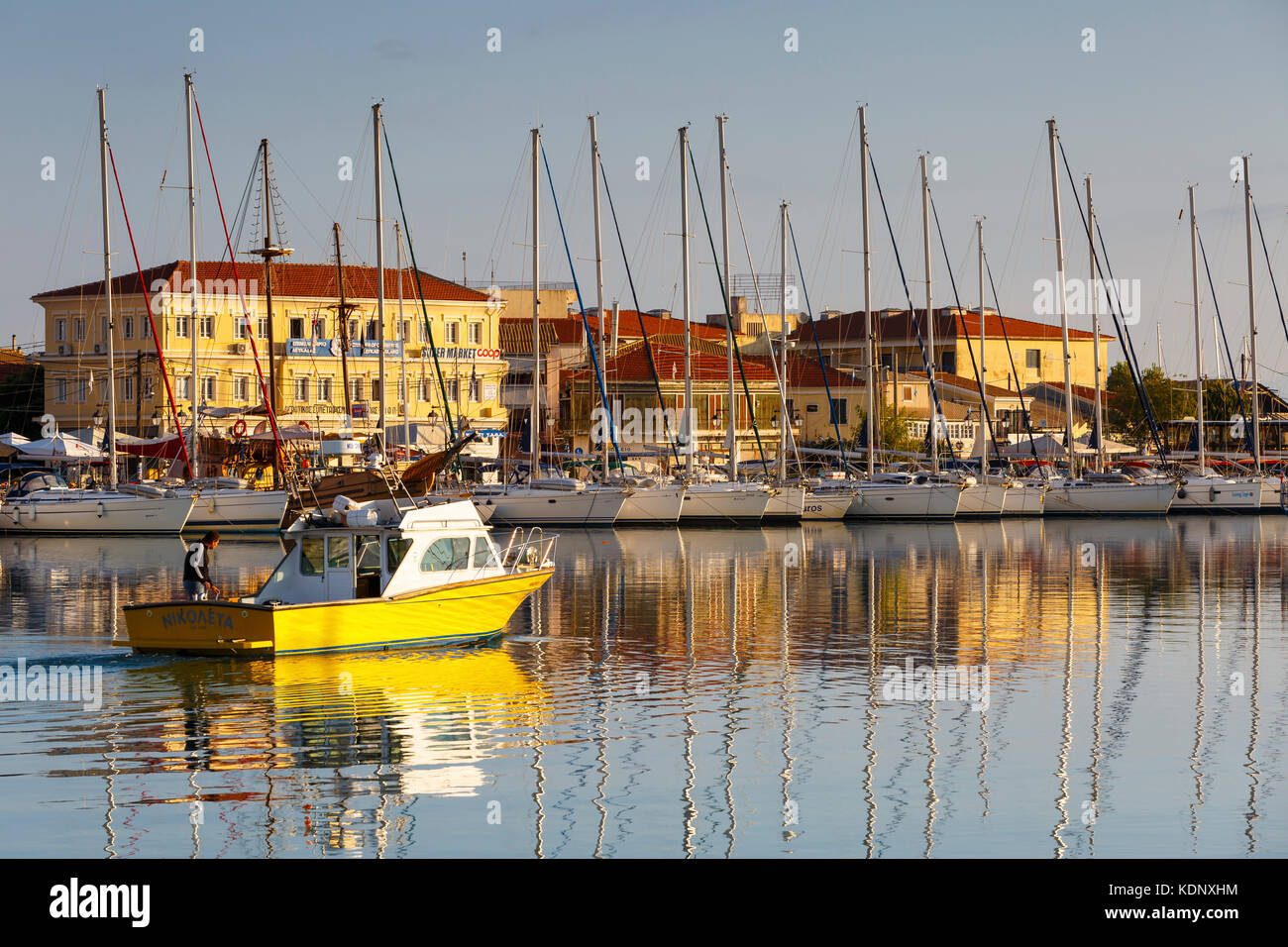 Sail boats in the harbour of Lefkada town, Greece Stock Photo - Alamy