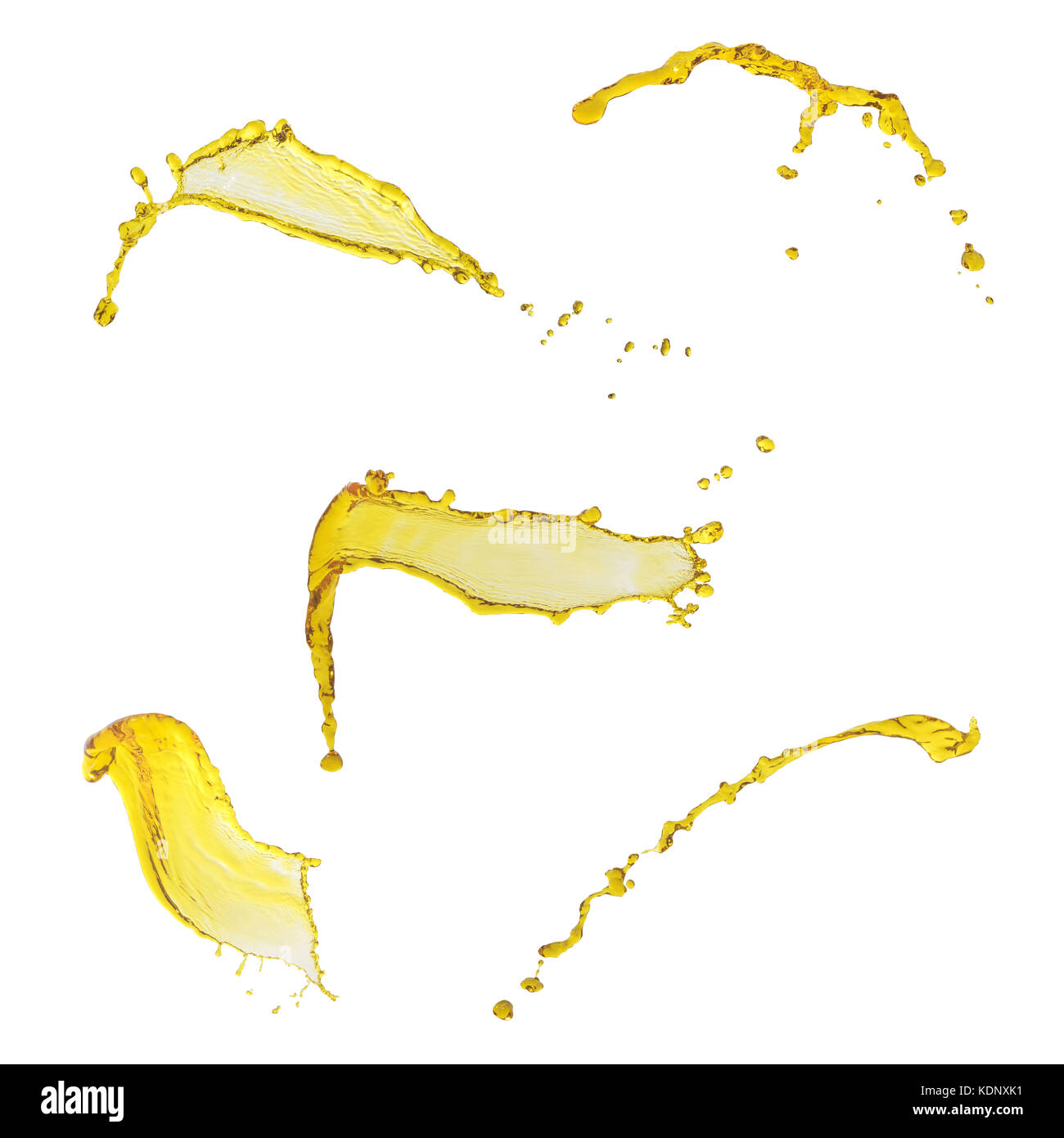 Elegant collection of flying beautiful engine oil isolated over white ...