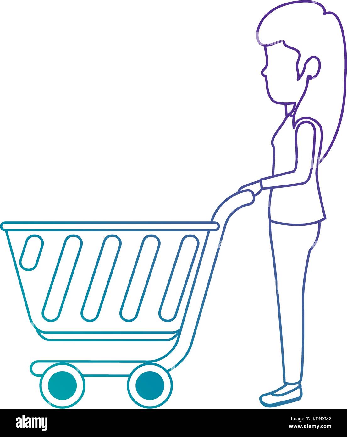 Lady shopping trolley Stock Vector Images - Alamy