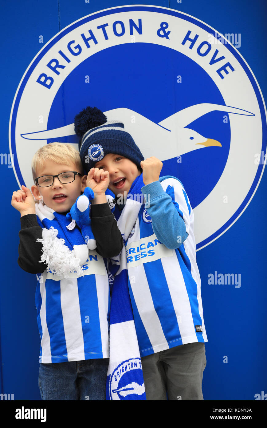 Young Brighton and Hove Albion fans arriving ahead of the Premier ...