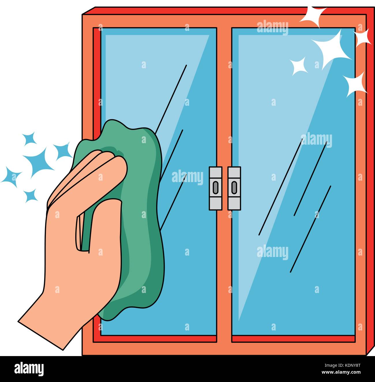 Hand Work And Window Stock Vector Images - Alamy